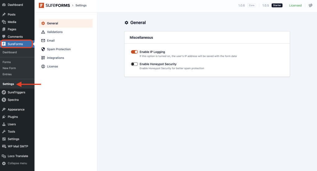 Honeypot Security - SureForms